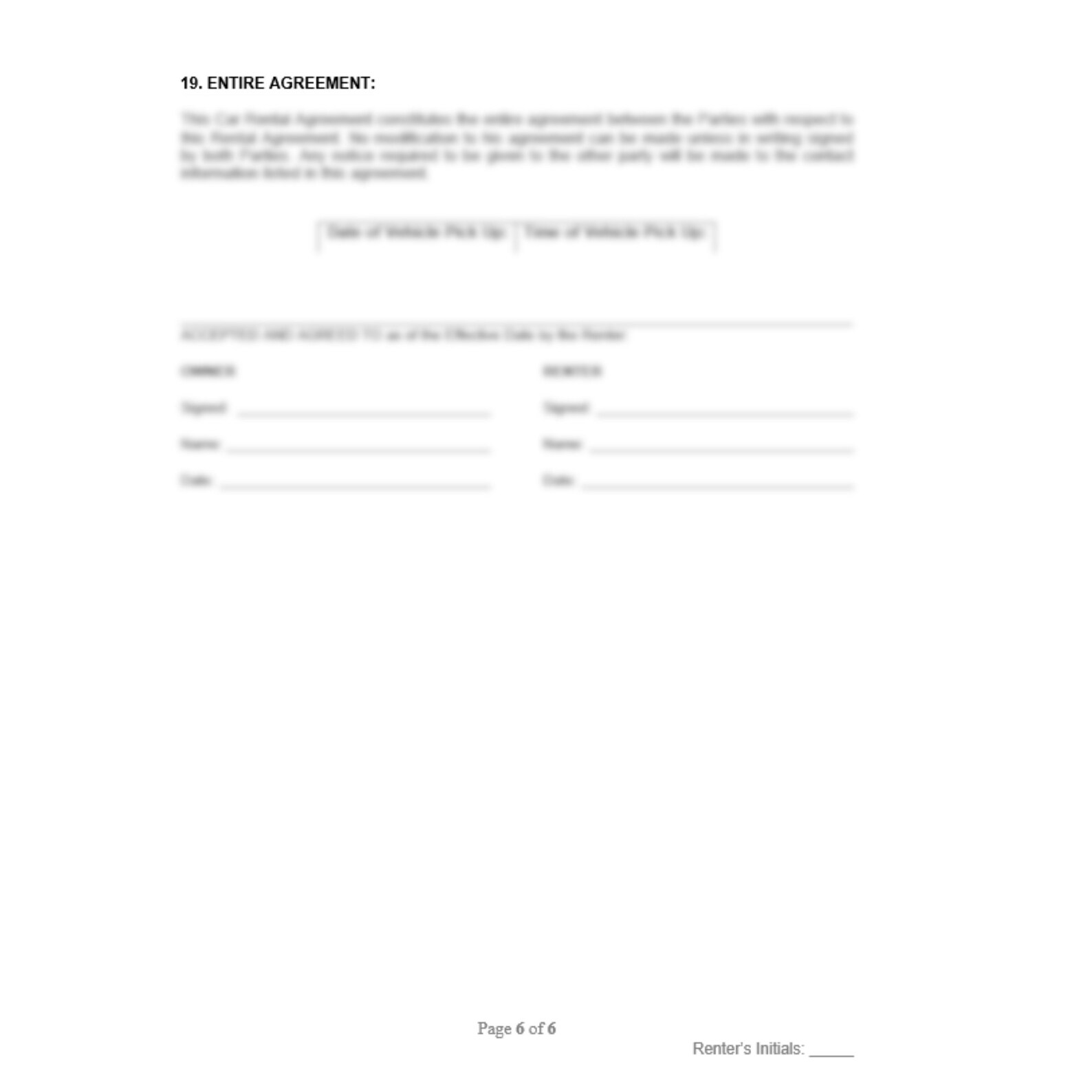 Private Car Rental Agreement Template - Fully Customizable Templates ...