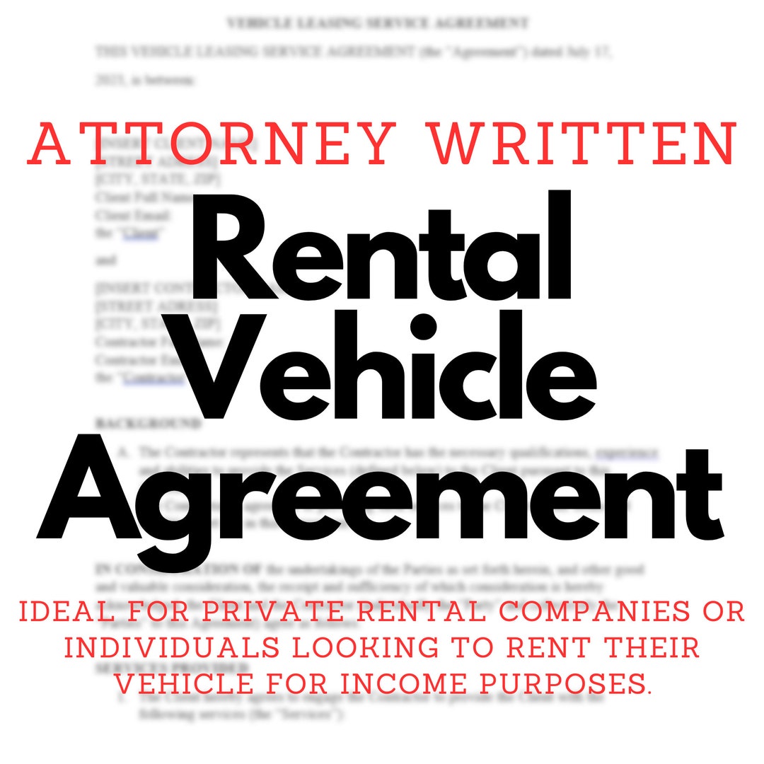 Private Car Rental Agreement Template - Fully Customizable Templates ...