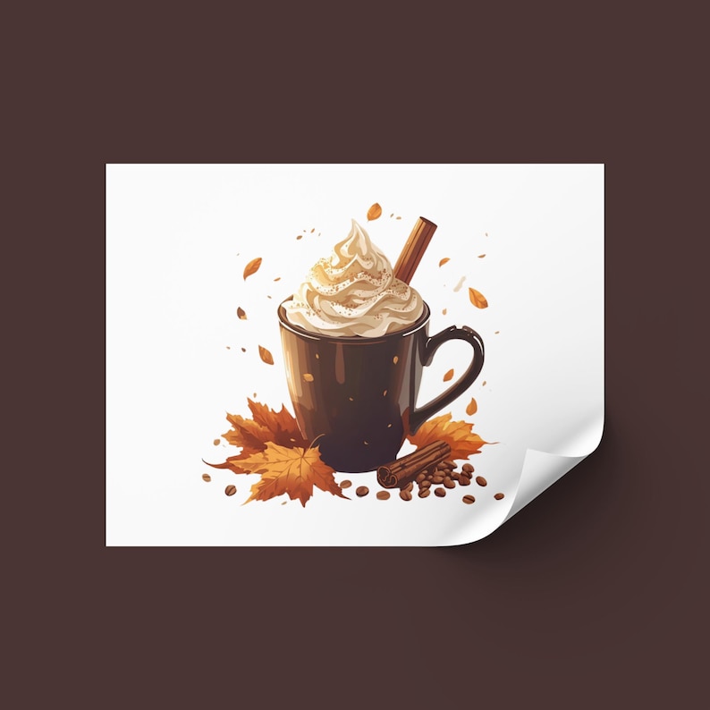 Fall Coffee Cup PNG, Autumn Clipart, Thanksgiving Design (digital ...