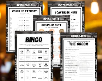 Bachelor Party Bucks Party Accessories Boys Night Bingo Template Stag ...