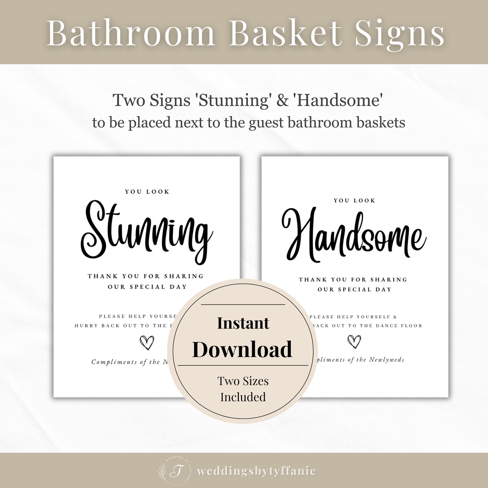 Wedding Bathroom Basket Sign Template: Minimalist Design (digital ...