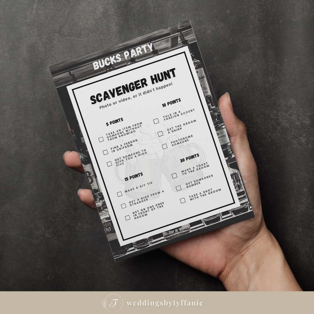 Bucks Party Scavenger Hunt Printable Customisable Stag Do Game Template ...