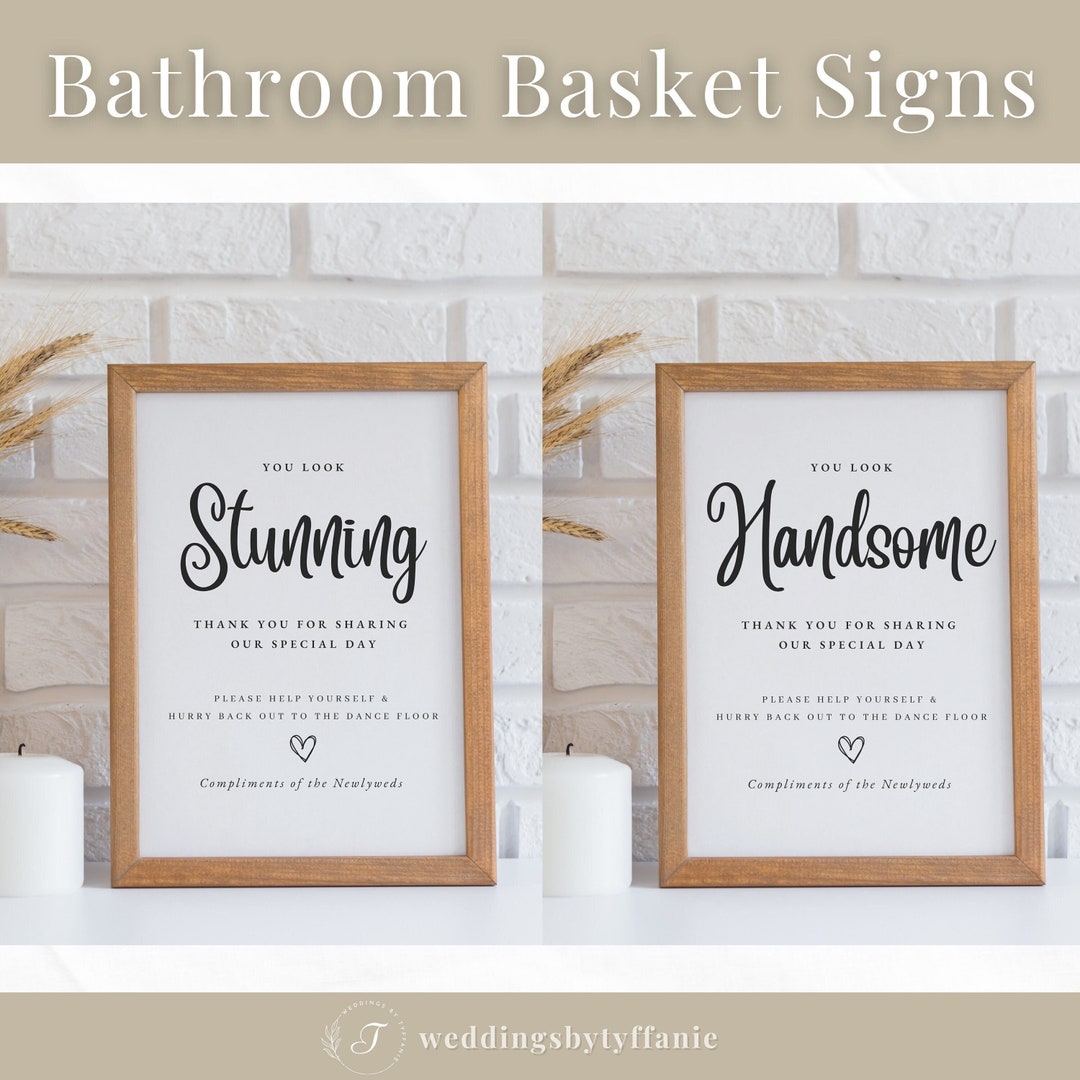 Wedding Bathroom Basket Sign Template: Minimalist Design (digital ...