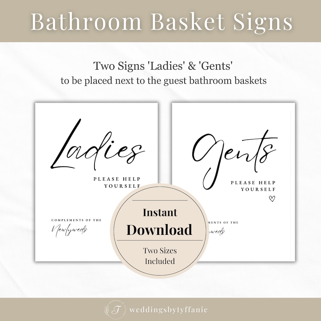 Bathroom Basket Sign for Wedding, Amenity Sign for Guests, Custom ...