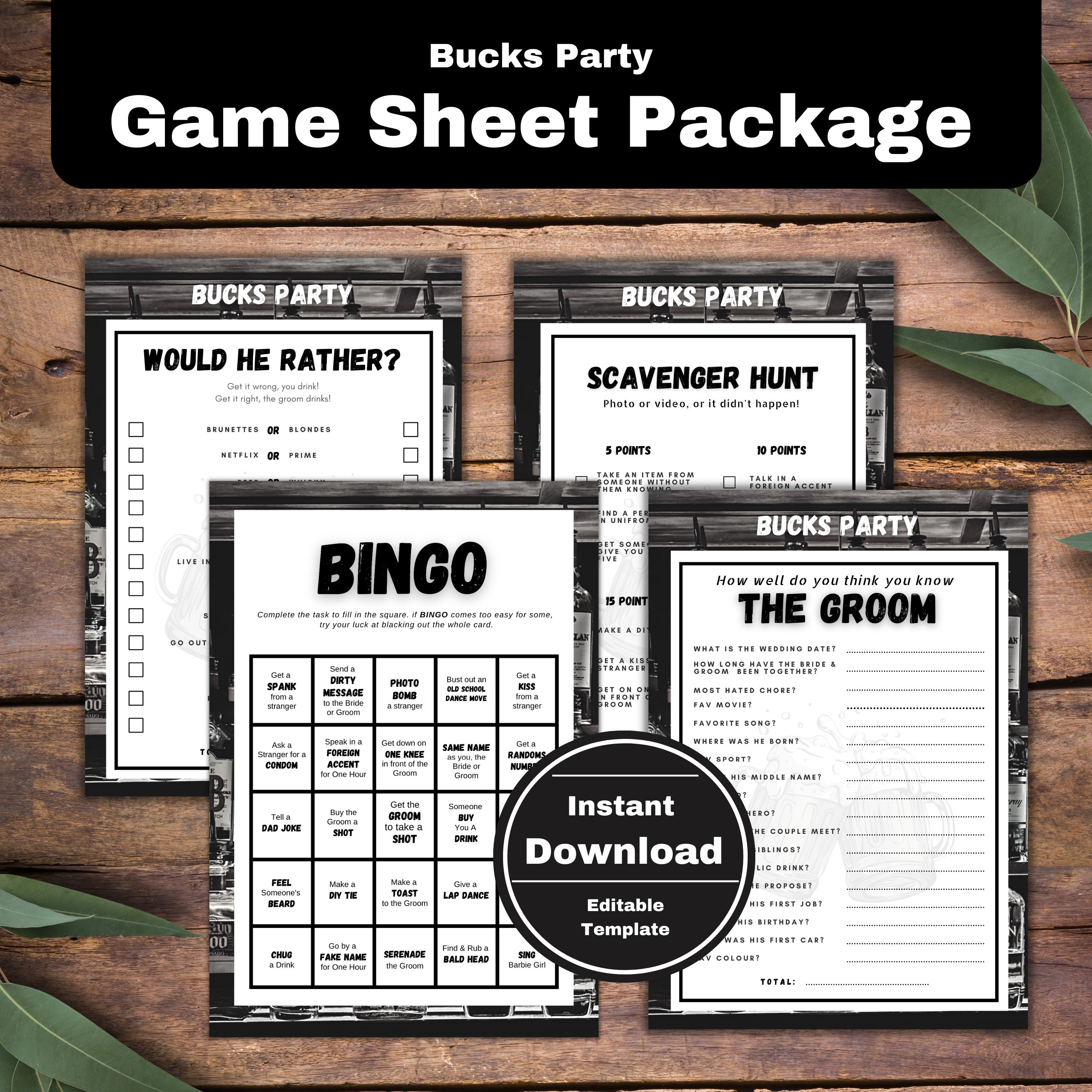 Bucks Party Games Personalised Bachelor Party Games Stag Challenge ...