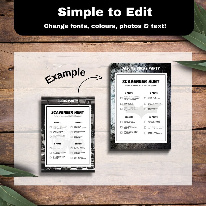 Bucks Party Game Customisable Scavenger Hunt Printable Stag Do Party ...