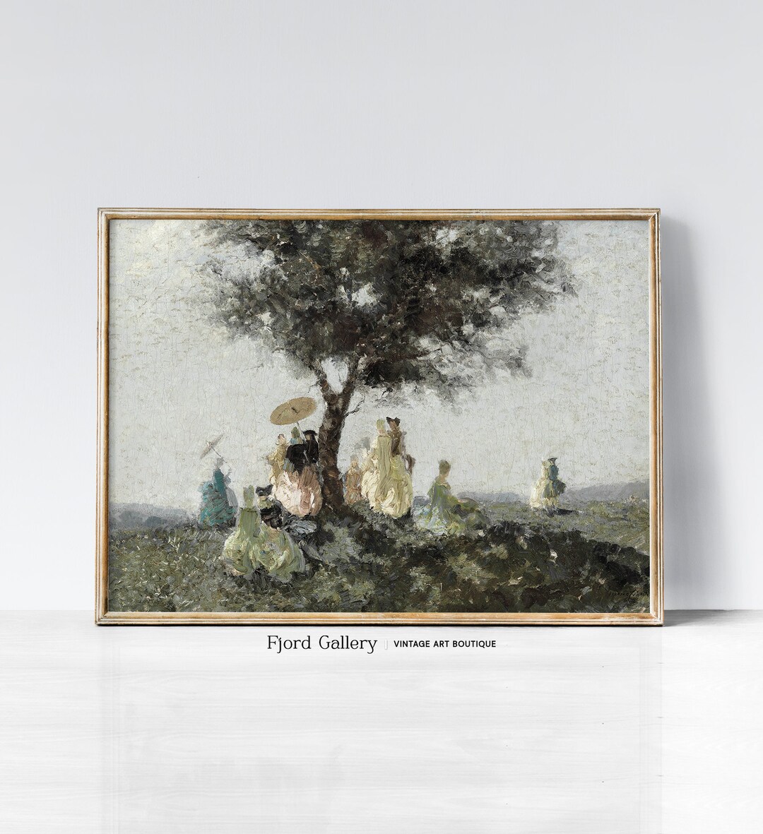 Printable Neutral Forest Picnic Painting Printable Landscape Vintage ...