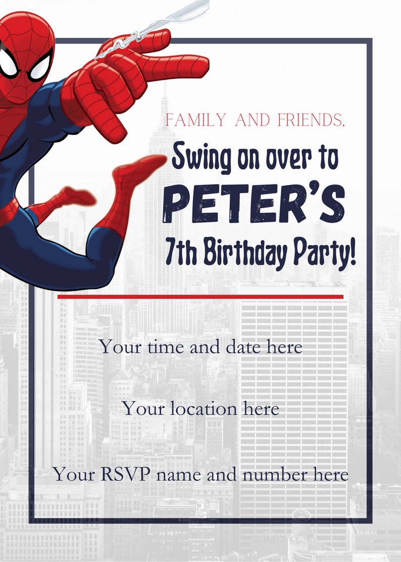 Spider-man Birthday Party Invitation - Etsy