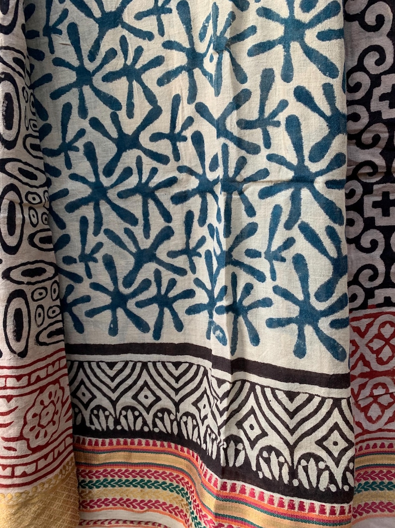 Hand Block Printed Cotton Sarong, Beach Wrap Pareo, Long Scarf, Large ...