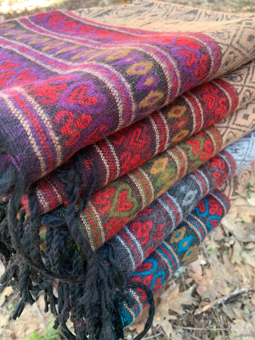Himalaya Yak Wool Blanket Shawl Modern Tribal Design Handmade in ...