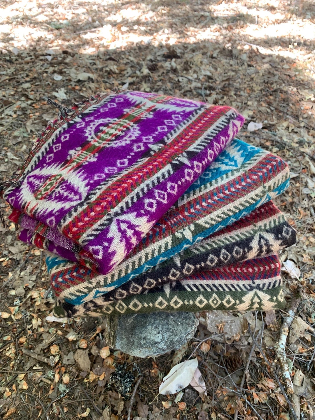 Himalaya Yak Wool Blanket Shawl, Modern Tribal Design, Handmade in ...