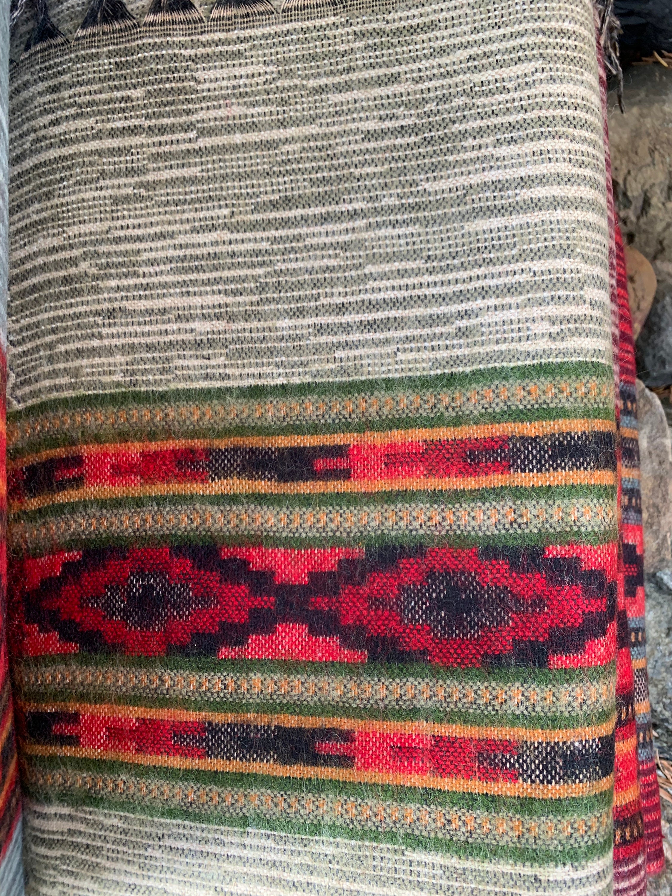 Himalaya Yak Wool Blanket Shawl - Modern Tribal Design - Handmade in ...