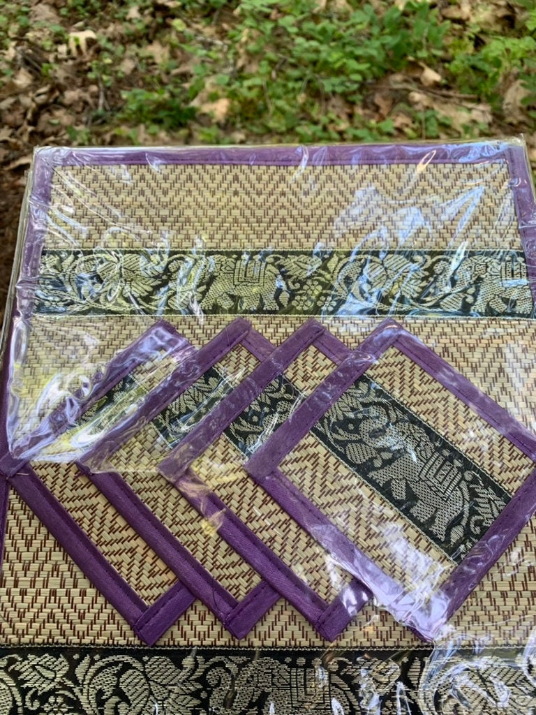 Handmade Bamboo Thai Table Placemats With Drink Coasters All Natural ...