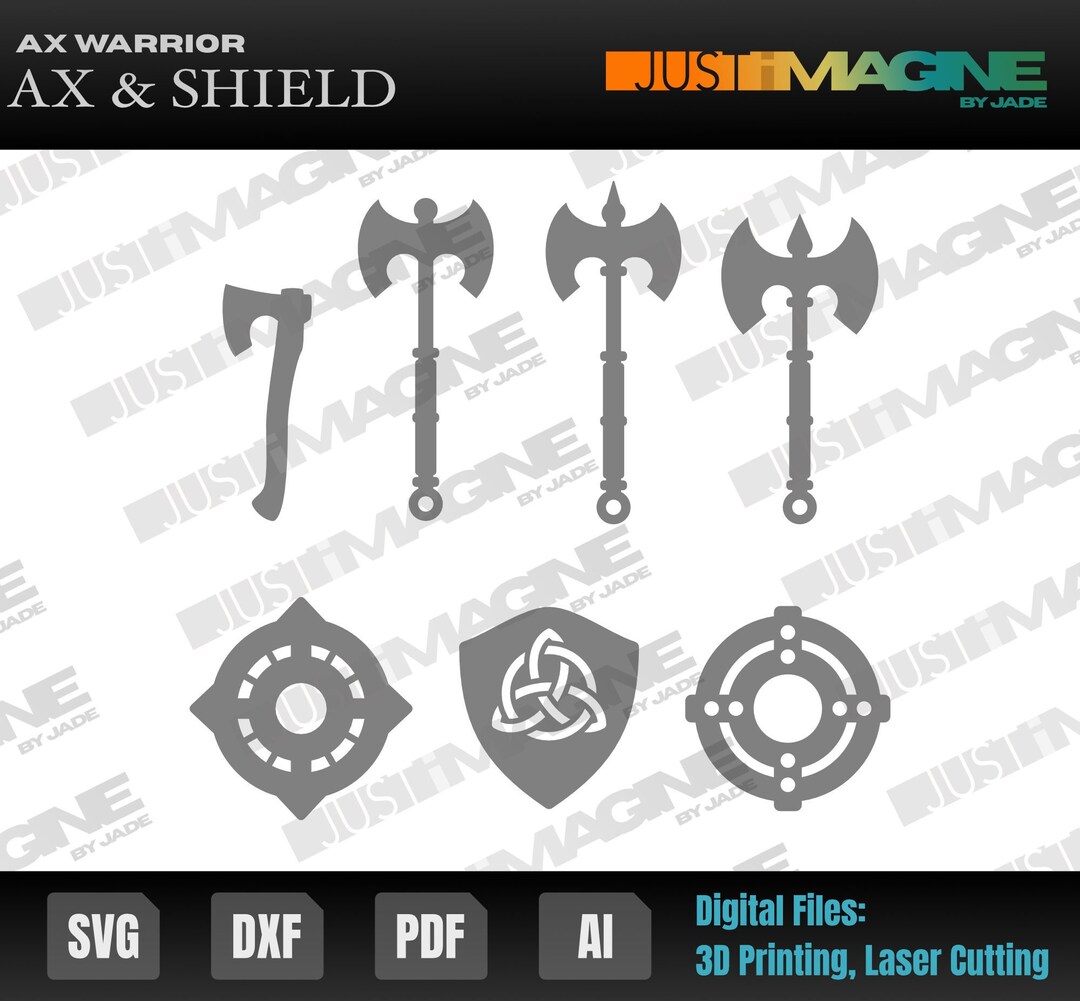 Ax Warrior - Weapons of Antiquity Digital Stencil Template SVG DXF ...