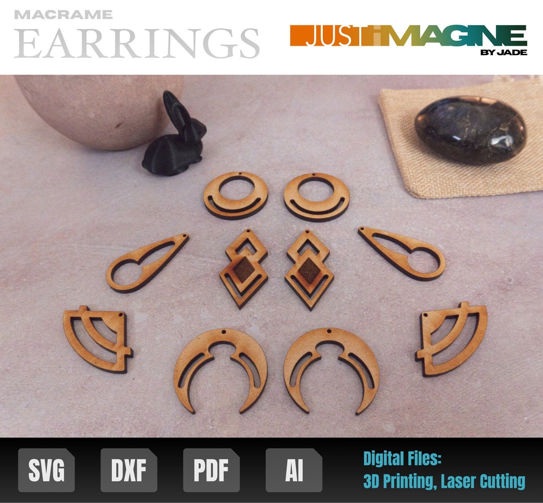 Macrame Earring Set - Boho Style Earring Designs for Wood and Acrylic ...