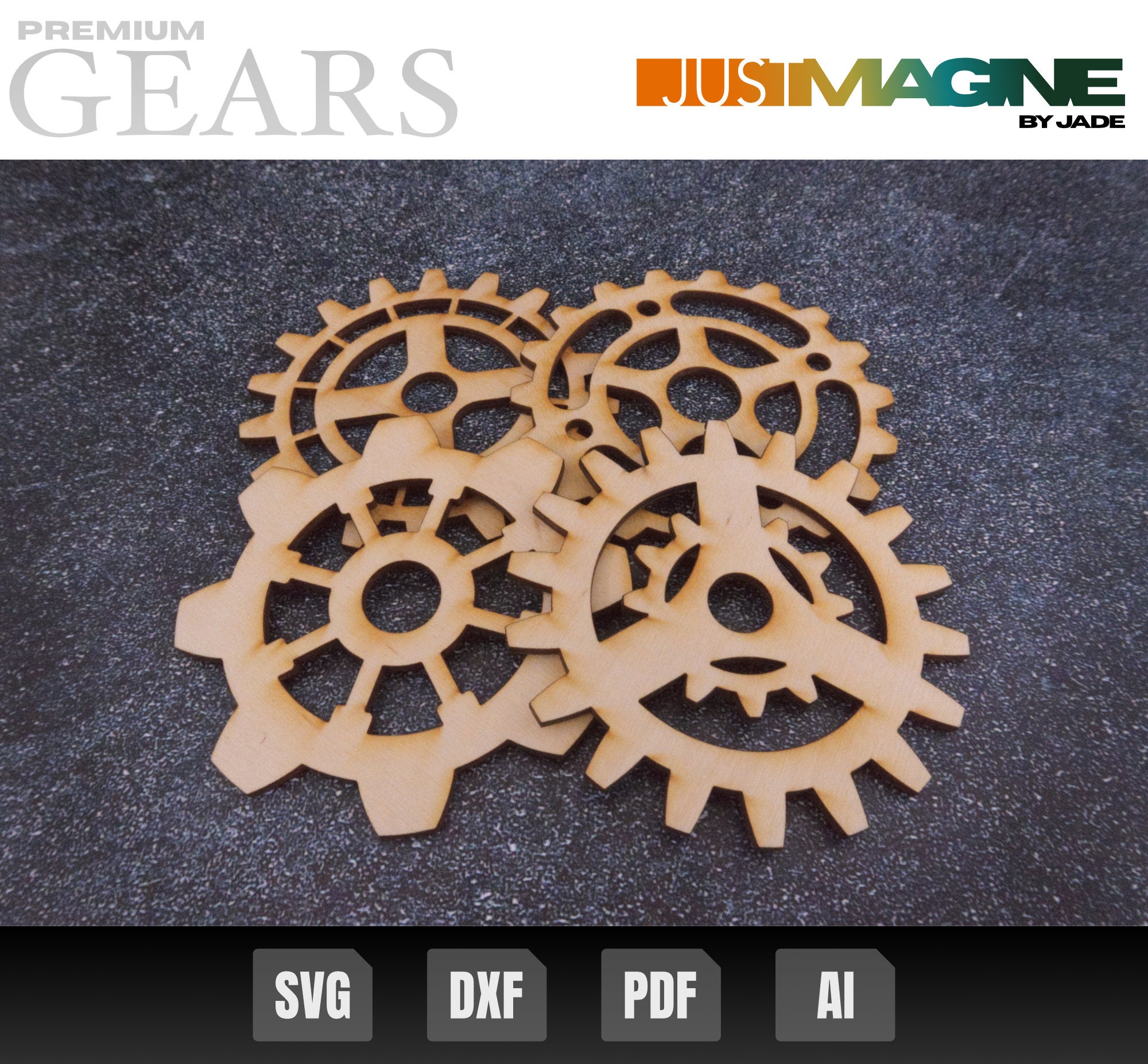 Premium Cogs & Gears Digital Stencil Template SVG DXF Vector Files ...