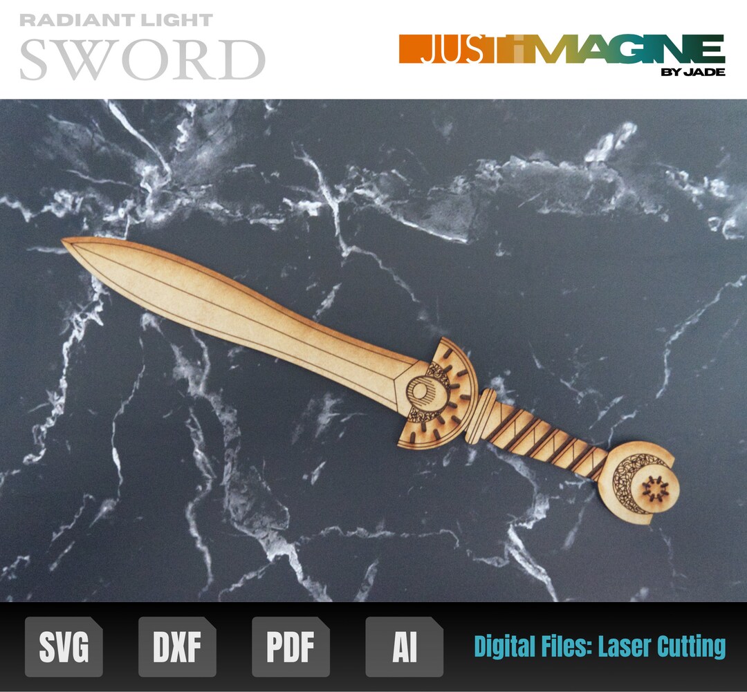 Radiant Light Sword Digital Stencil Template SVG DXF Vector Files ...