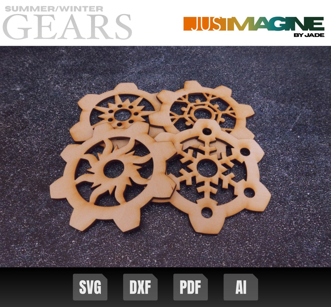 Summer/winter Cogs & Gears Digital Stencil Template SVG DXF Vector ...