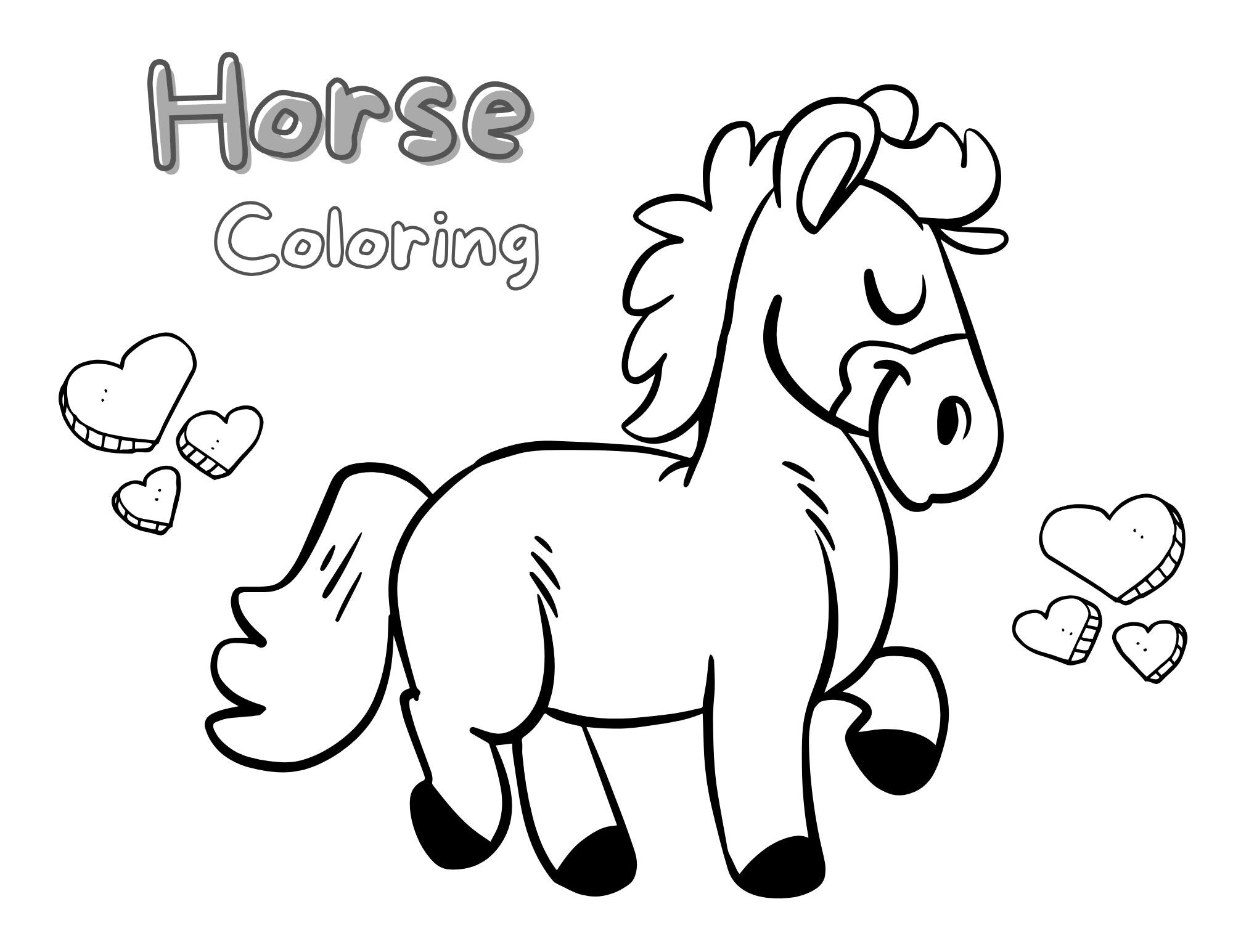 Printable Horse Coloring Pages for Kids, 8 Page Digital PDF Download ...