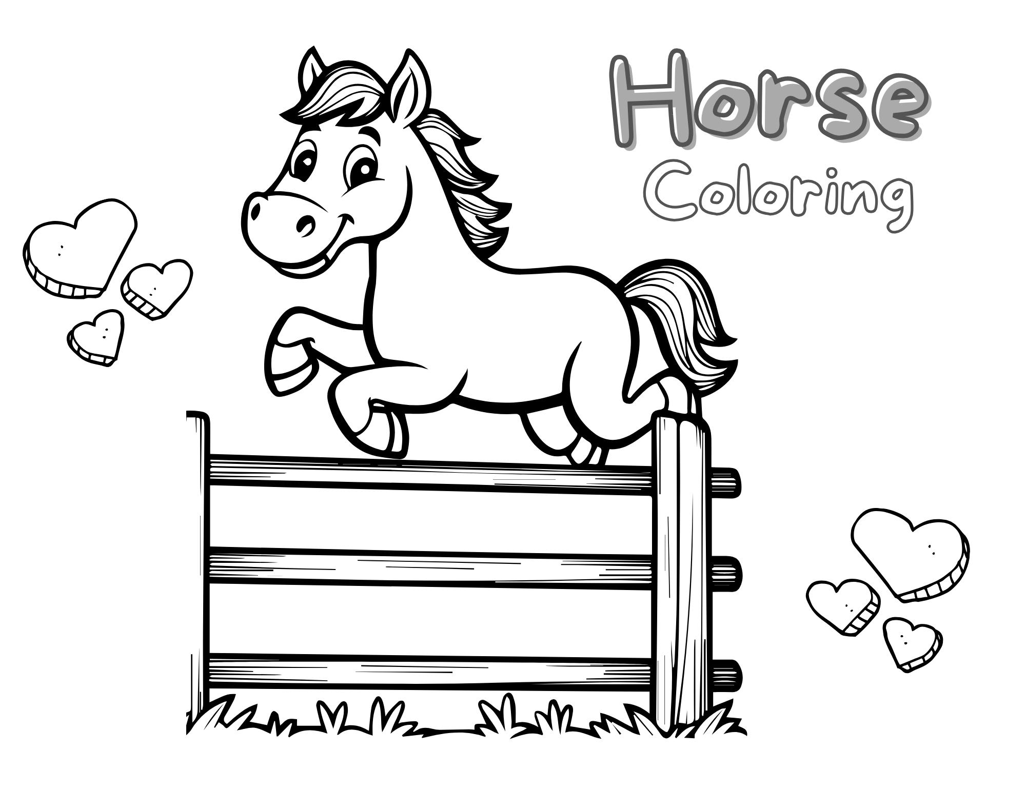 Printable Horse Coloring Pages for Kids, 8 Page Digital PDF Download ...