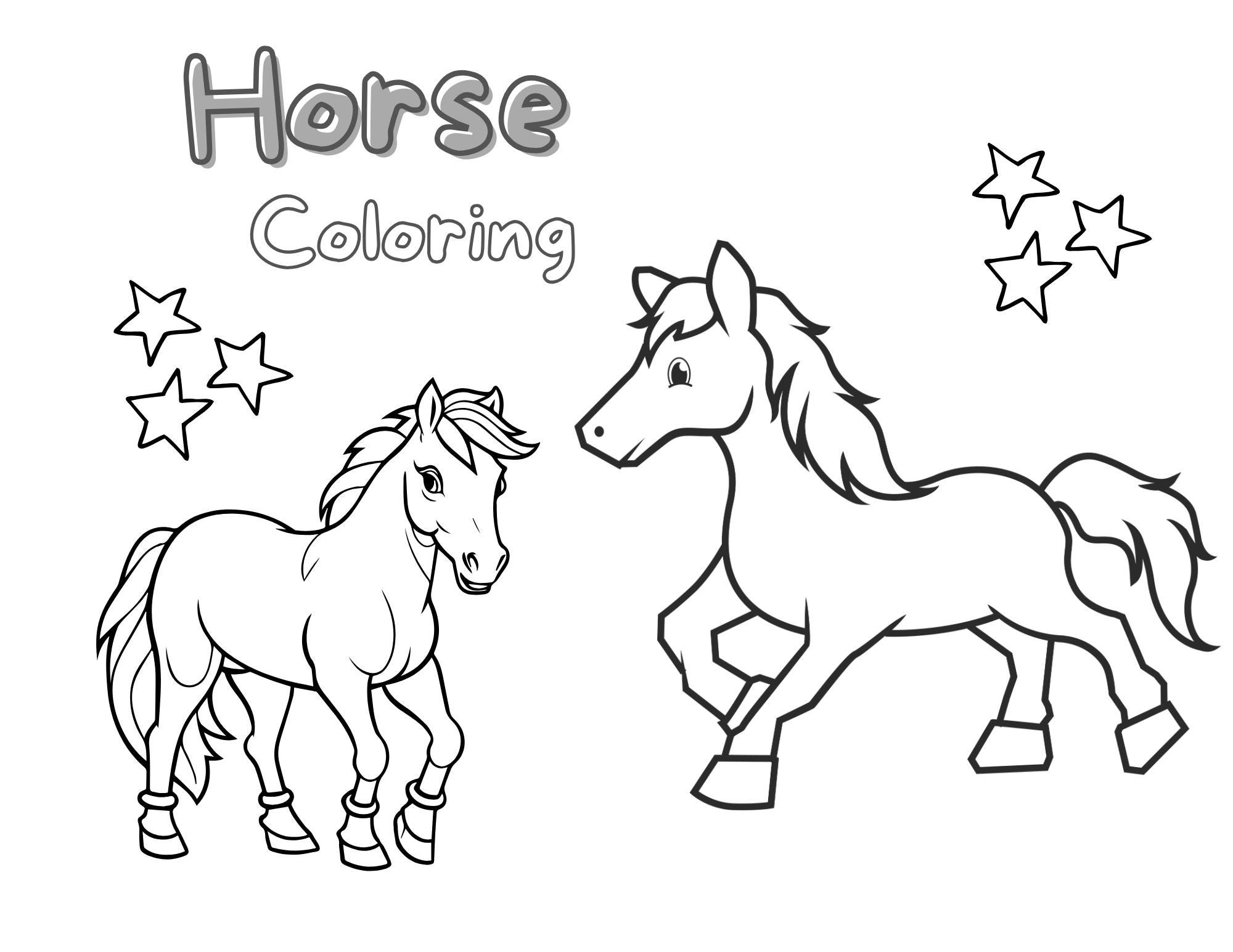 Printable Horse Coloring Pages for Kids, 8 Page Digital PDF Download ...