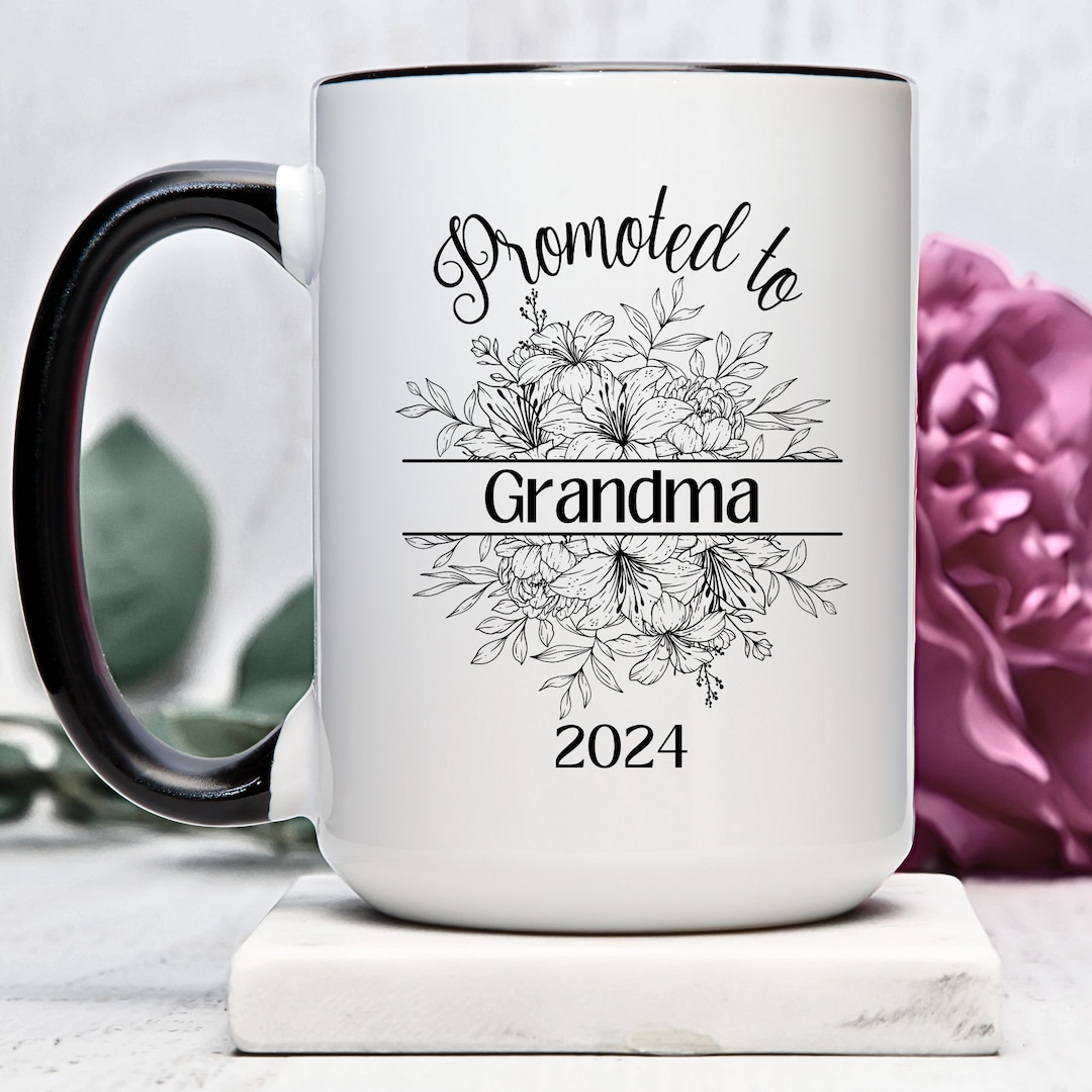 Promoted to Grandma Mug, Trendy Grandma Cup From Kids, Pretty Floral ...