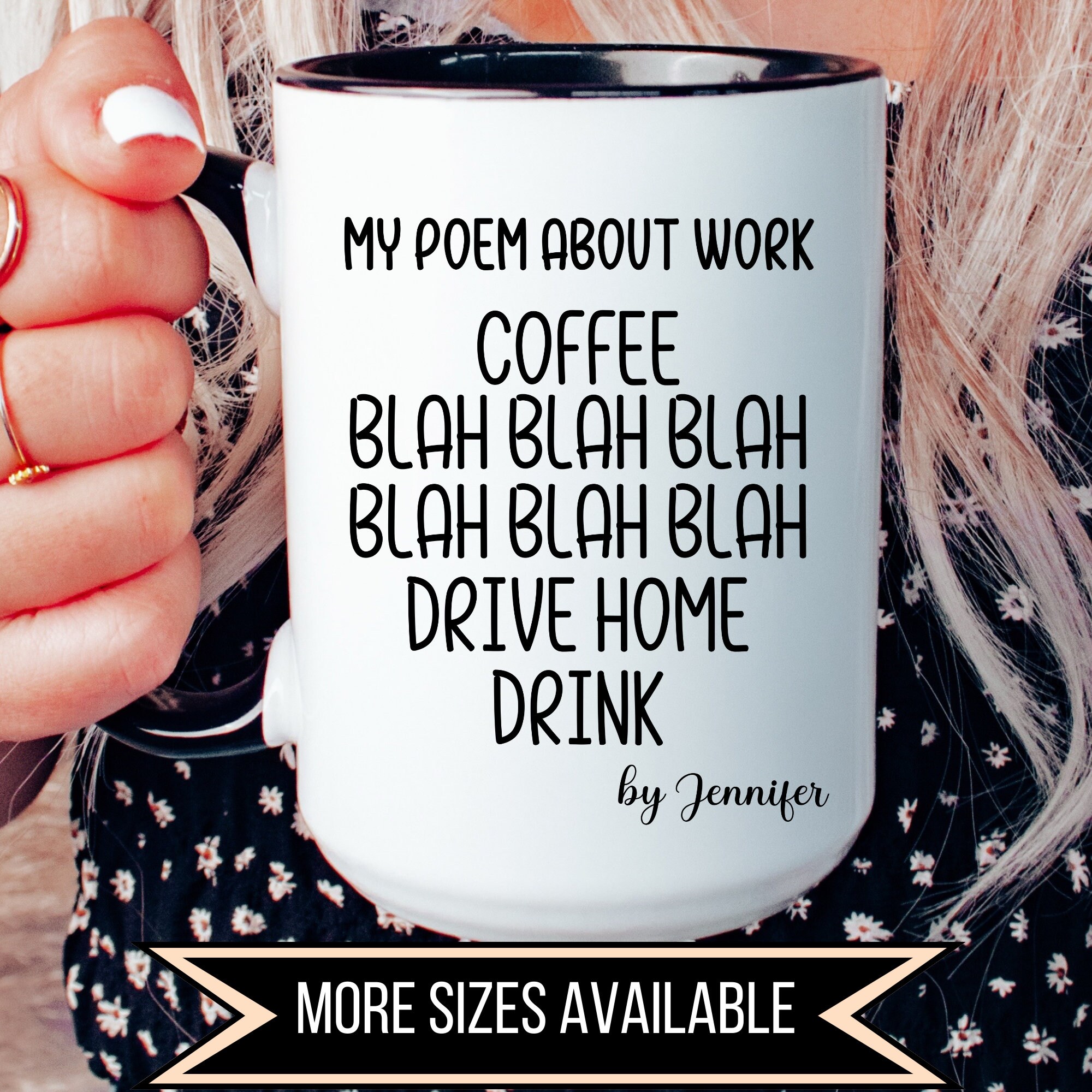 Work Poem Daily Routine Funny Mug, Coworker Employment Troubles Quote ...