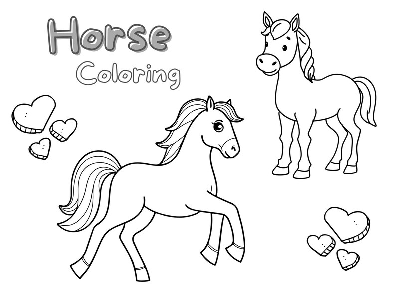 Printable Horse Coloring Pages for Kids, 8 Page Digital PDF Download ...