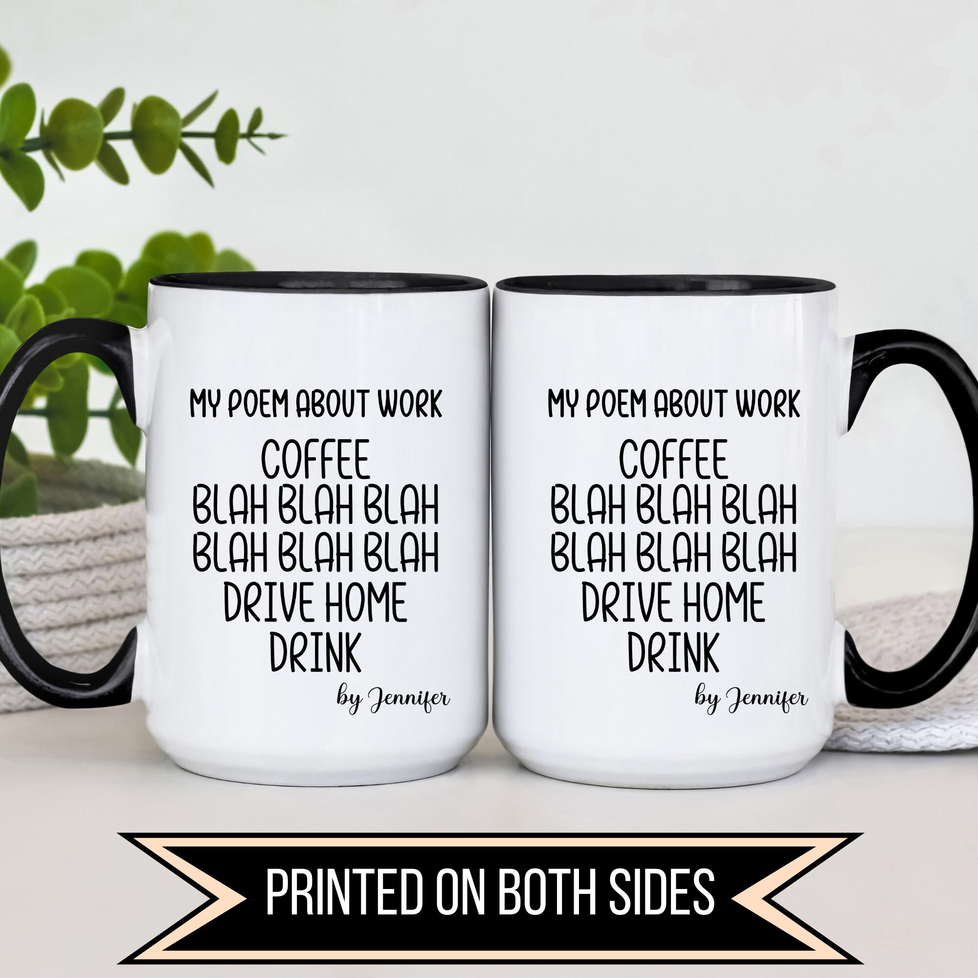 Work Poem Daily Routine Funny Mug, Coworker Employment Troubles Quote ...