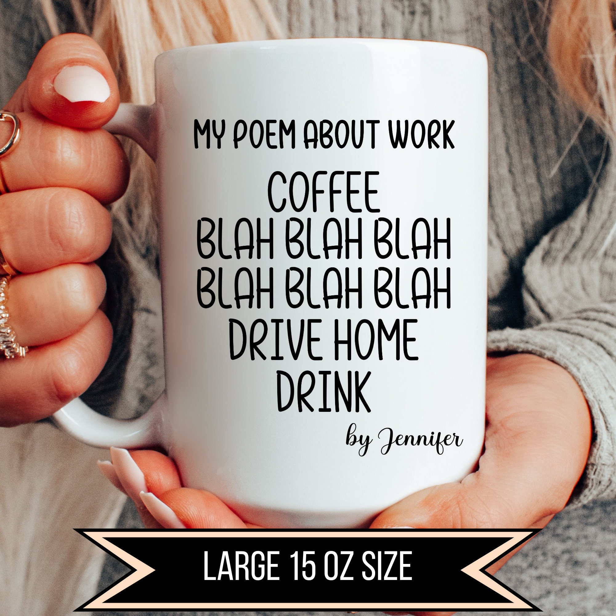 Work Poem Daily Routine Funny Mug, Coworker Employment Troubles Quote ...