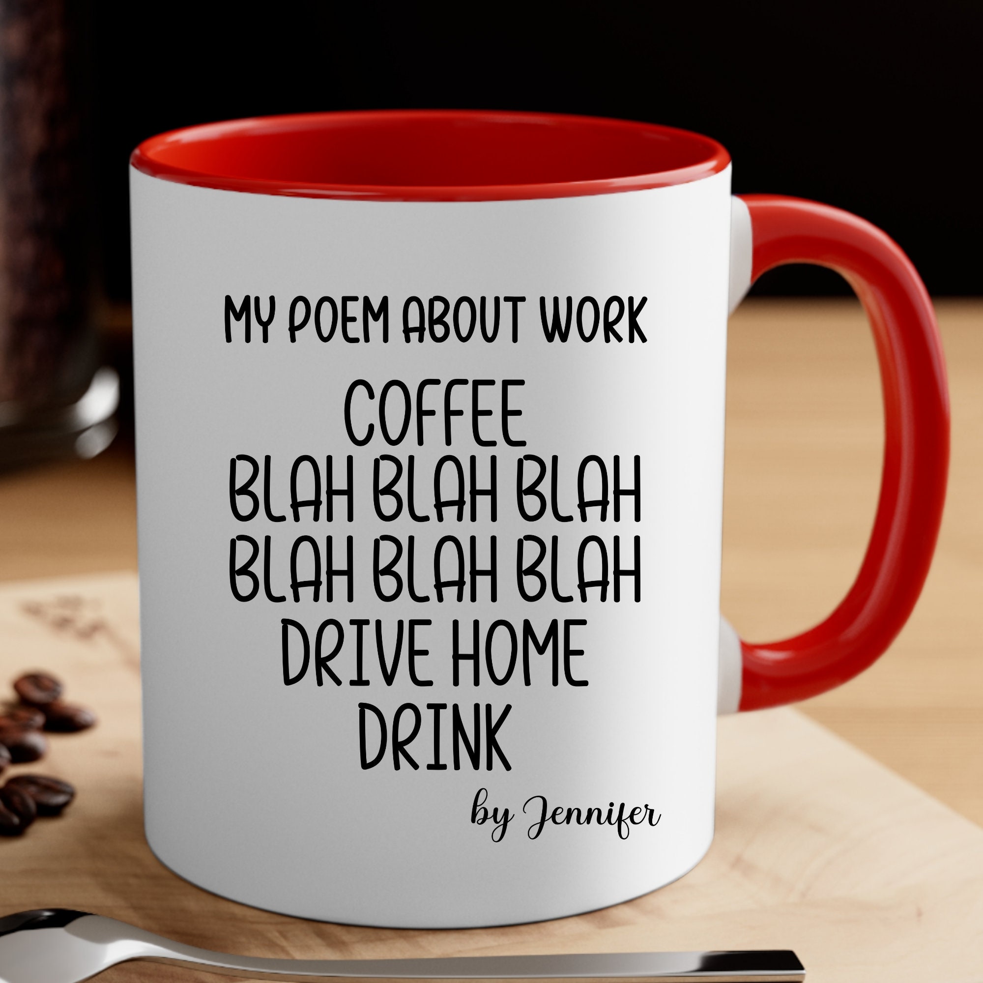 Work Poem Daily Routine Funny Mug, Coworker Employment Troubles Quote ...