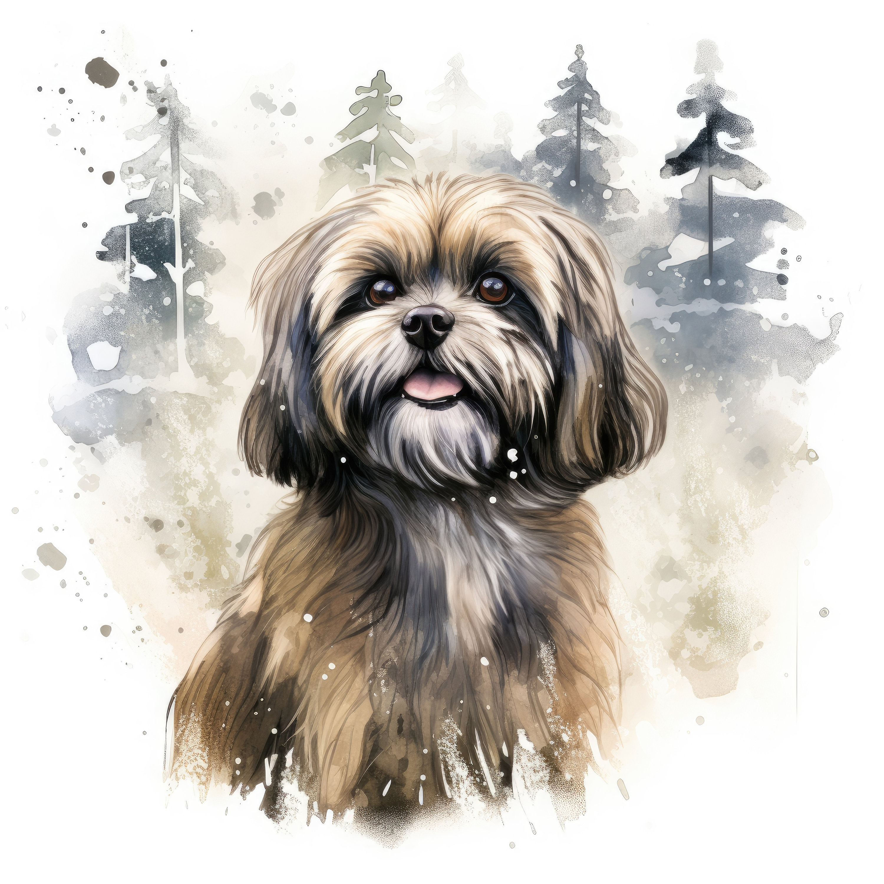Lhasa Apso Watercolor Clipart Bundle: Winter Dog Design (JPG) - Etsy