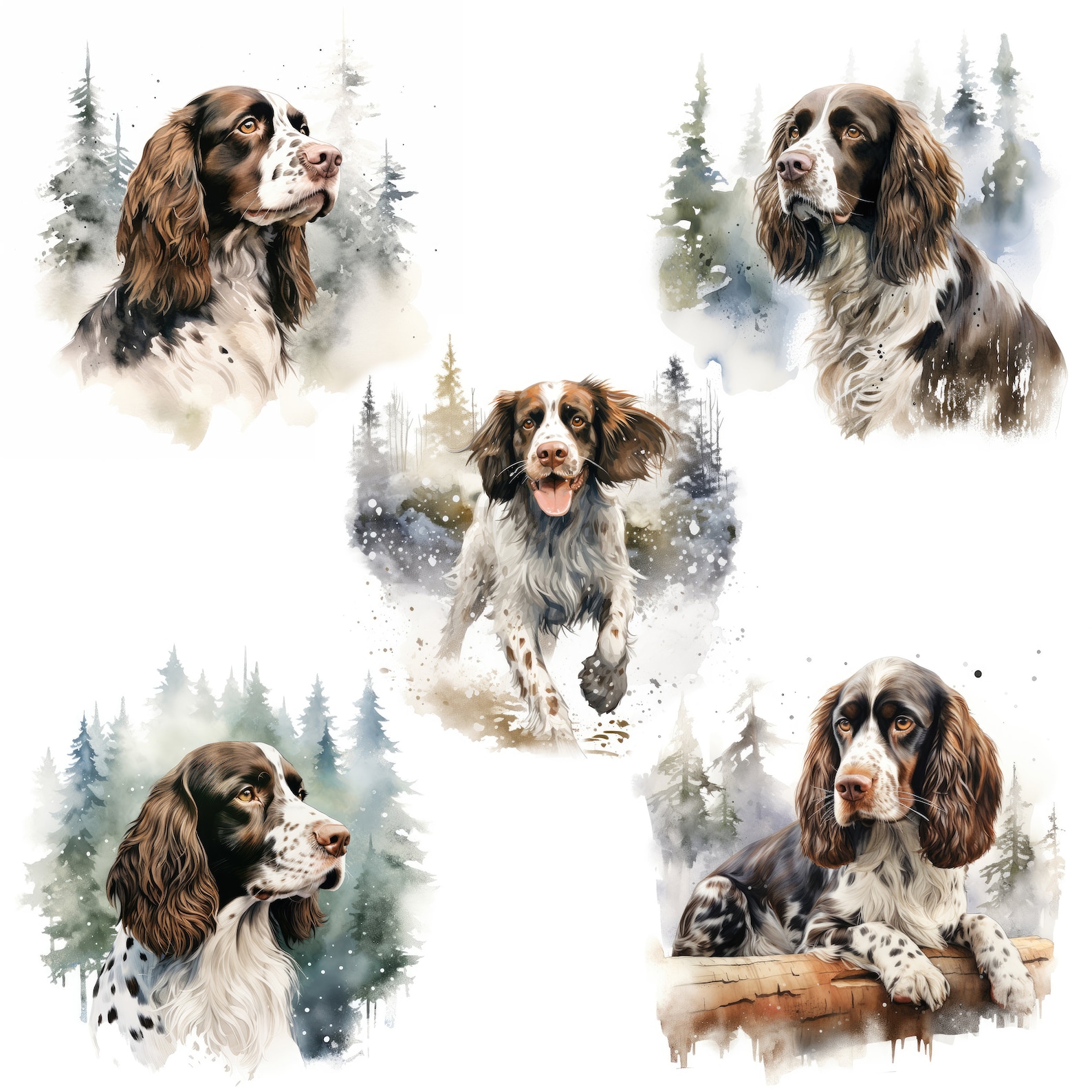 English Springer Spaniel Clipart Bundle Dog Sublimation Design Springer ...