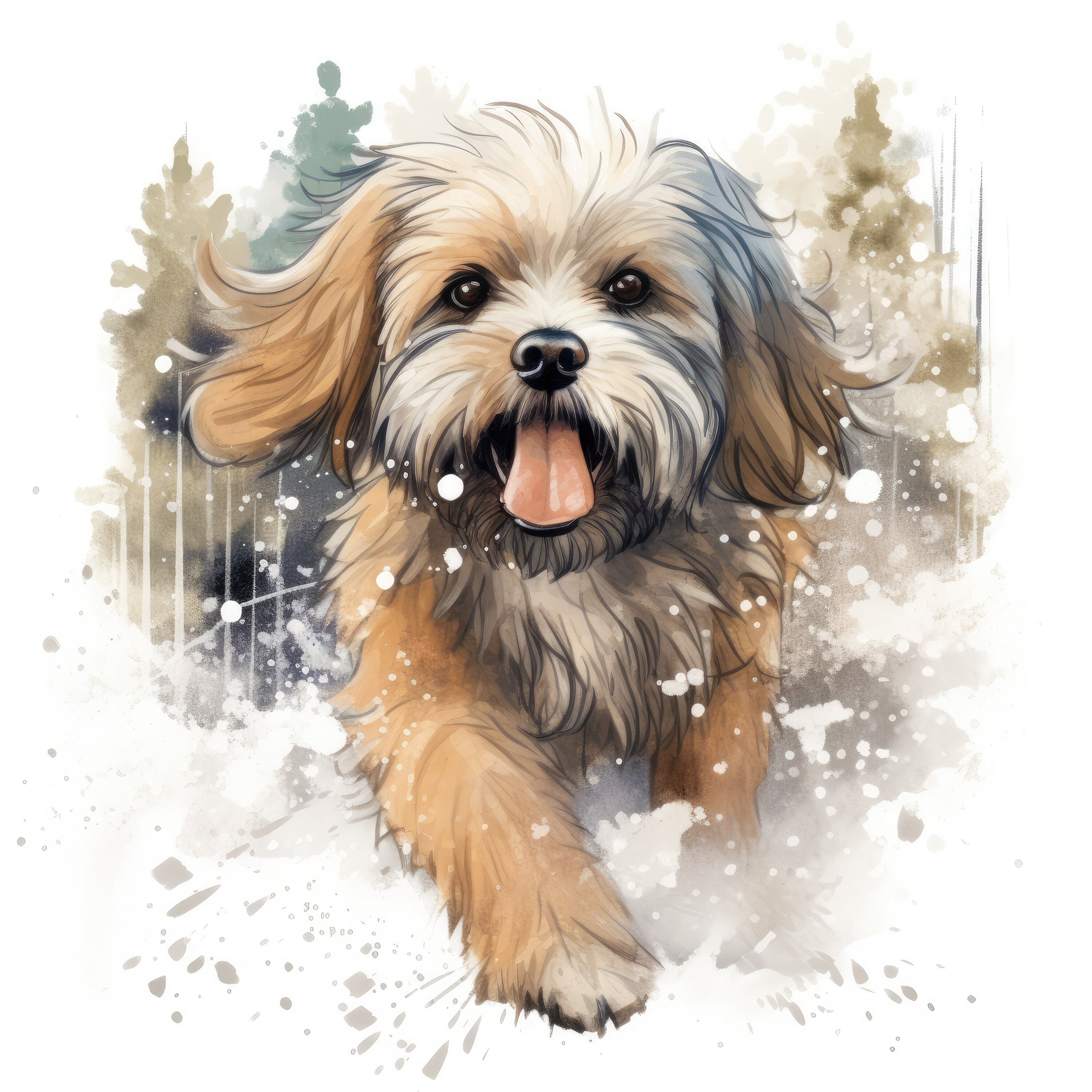 Lhasa Apso Watercolor Clipart Bundle: Winter Dog Design (JPG) - Etsy