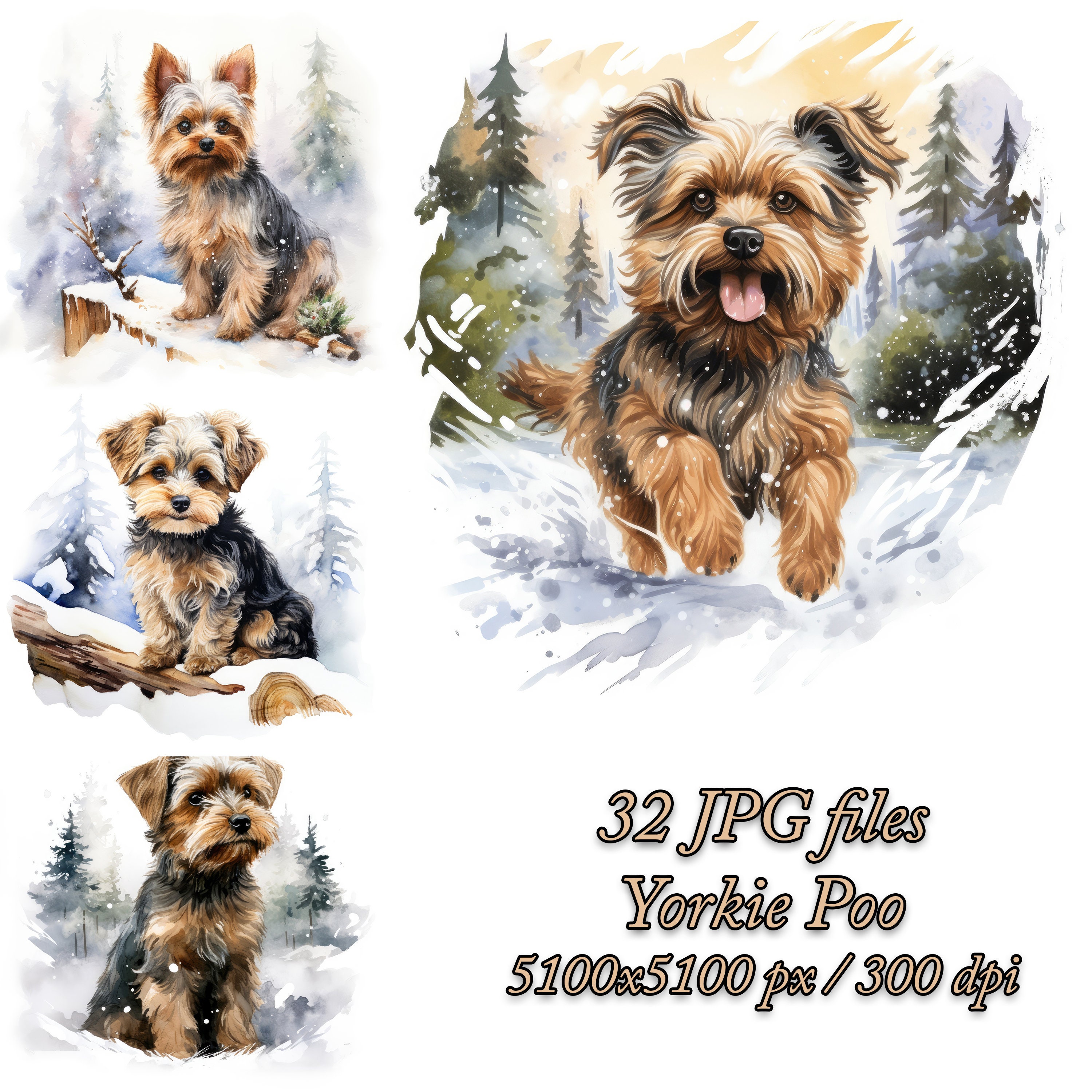 Yorkie Poo Clipart Bundle Dog Sublimation Design Yorkie - Etsy