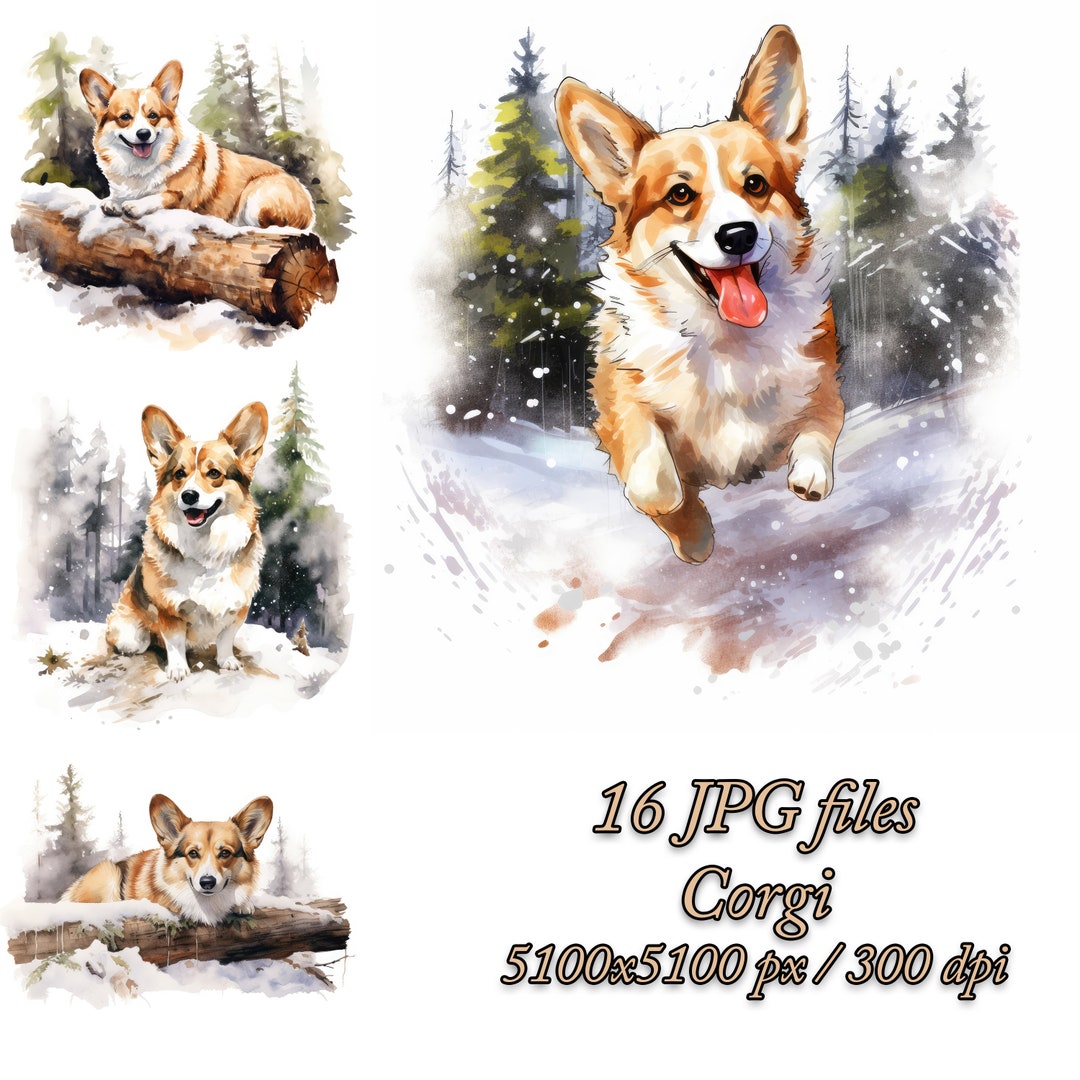 Corgi Clipart Bundle | Dog Sublimation Design | Corgi Dog Watercolor ...