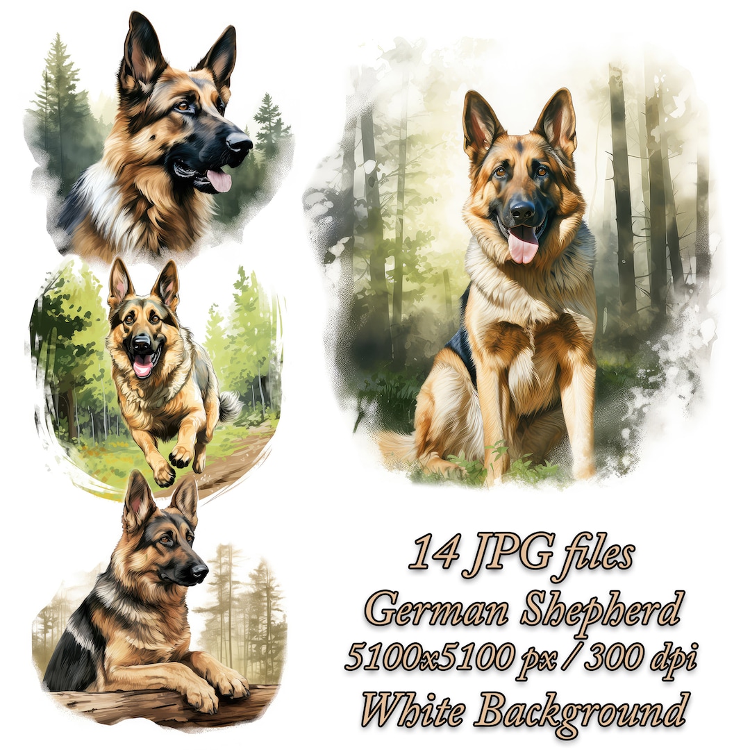 German Shepherd Clipart Bundle Dog Sublimation Pack, German Shepherd ...