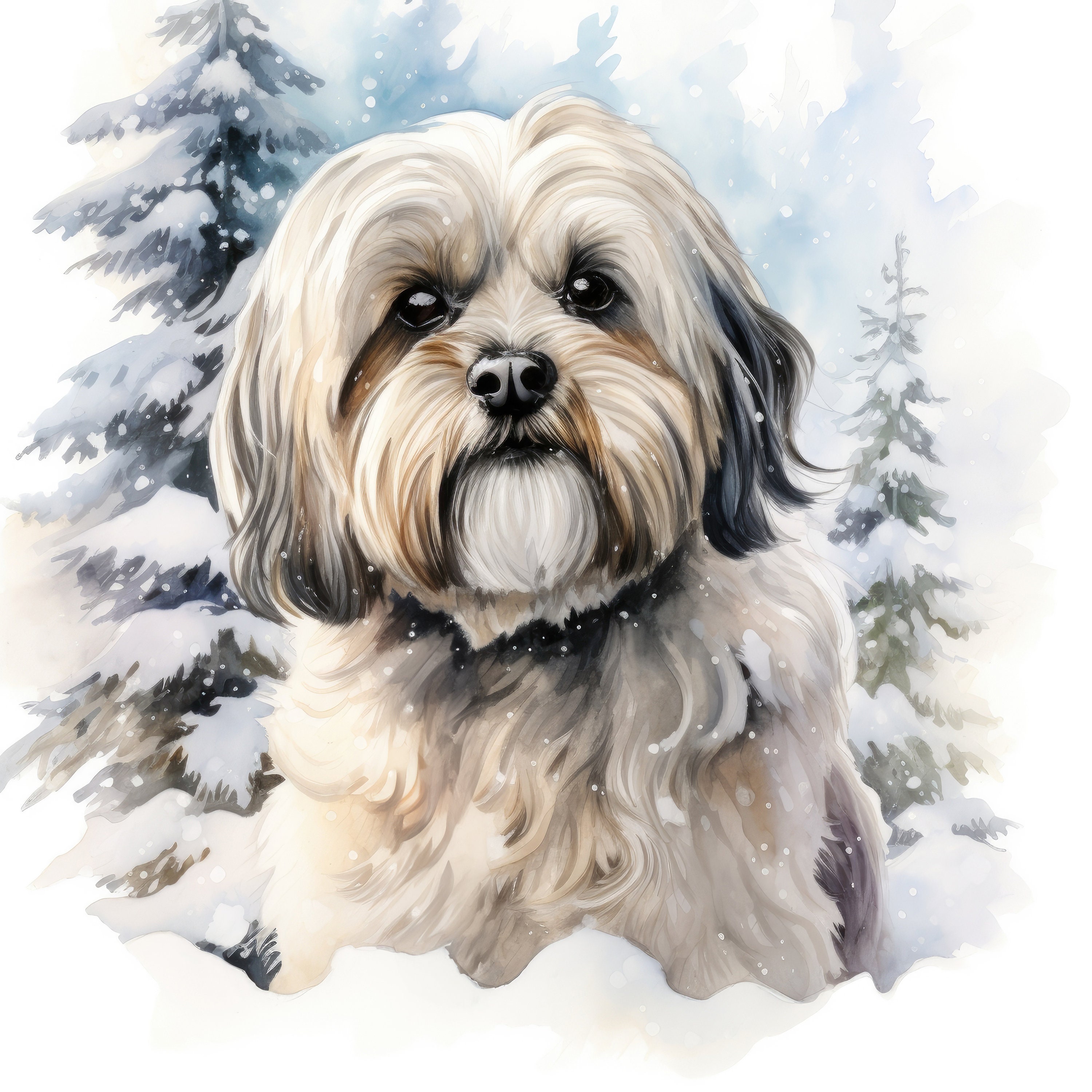 Lhasa Apso Watercolor Clipart Bundle: Winter Dog Design (JPG) - Etsy