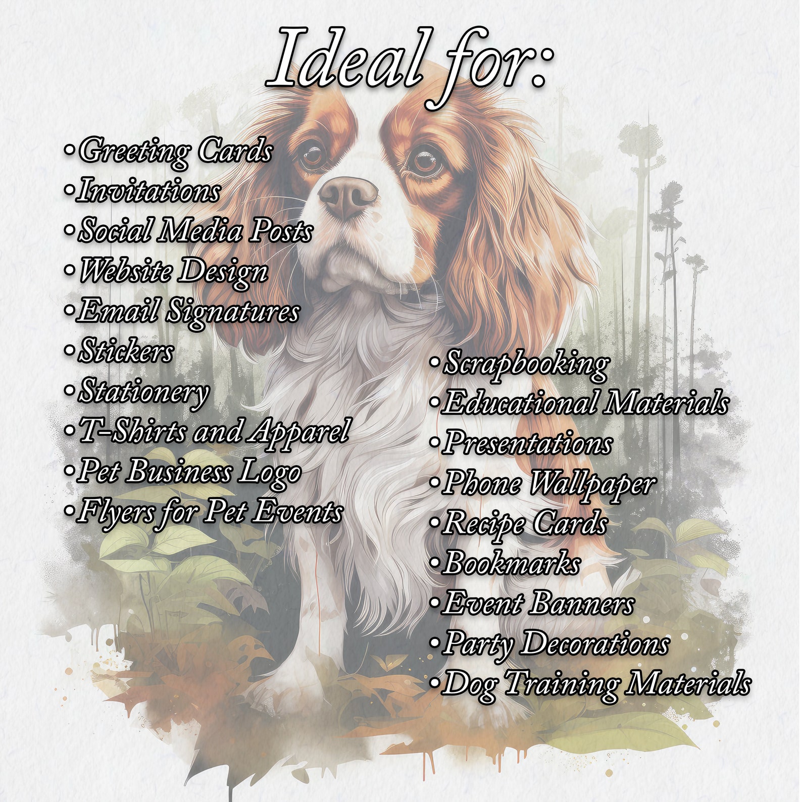 Cavalier King Charles Spaniel Clipart Bundle Dog Sublimation - Etsy