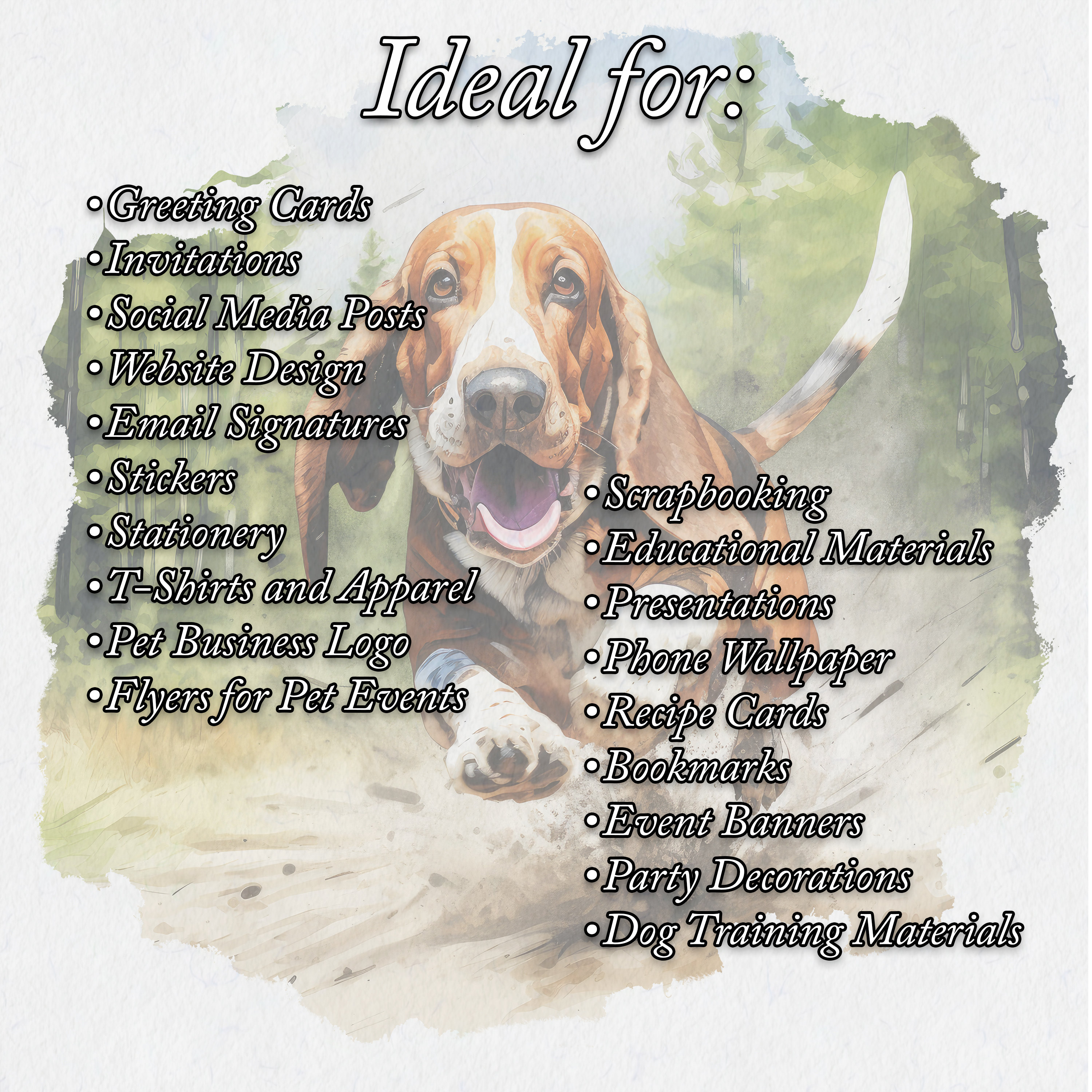 Basset Hound Watercolor Clipart Bundle: Dog Sublimation Designs (JPG ...