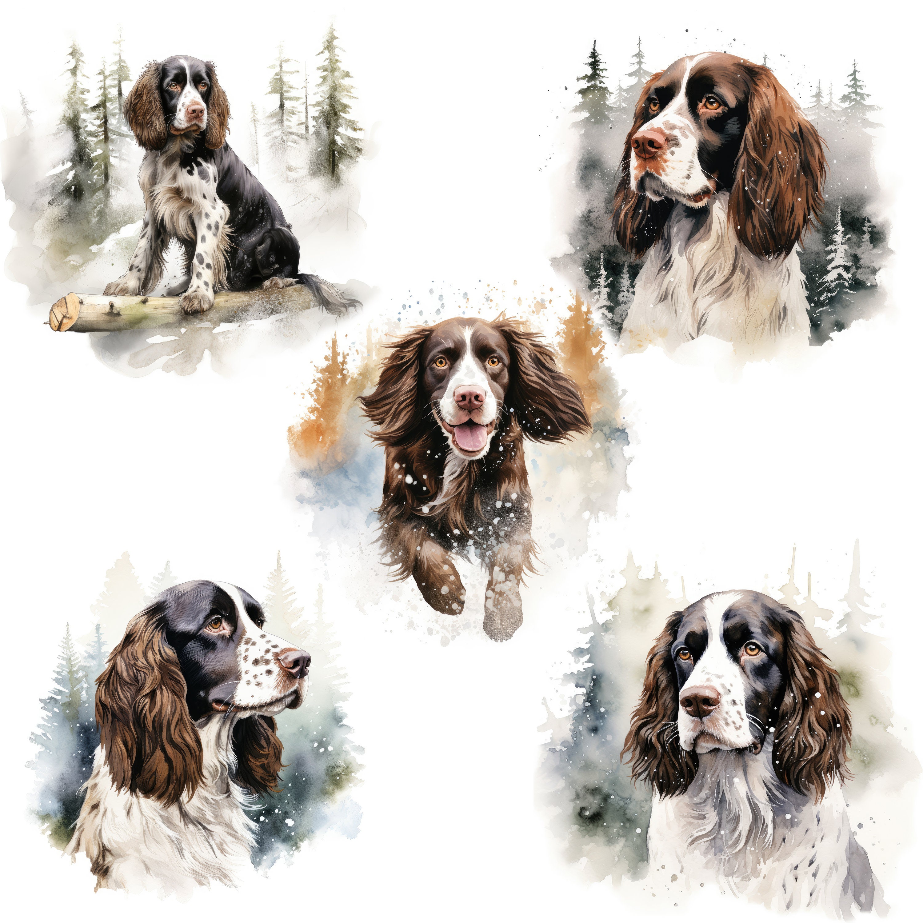 English Springer Spaniel Clipart Bundle Dog Sublimation Design Springer ...