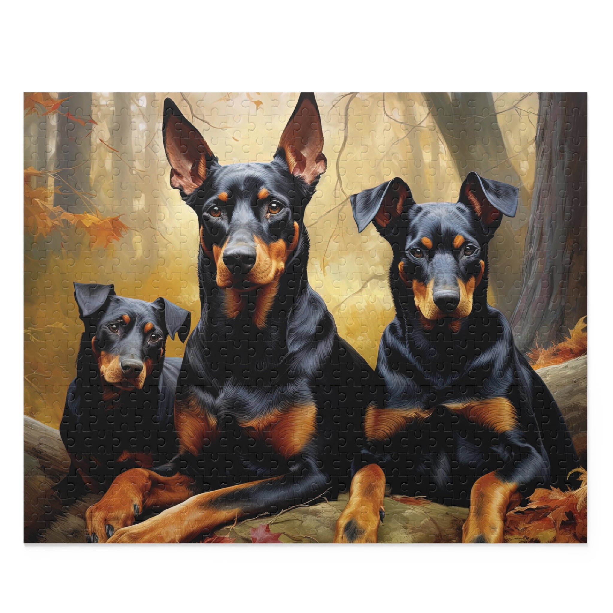 Doberman Pinscher Dogs in Autumn Park Jigsaw Puzzle for Kids and Adults ...