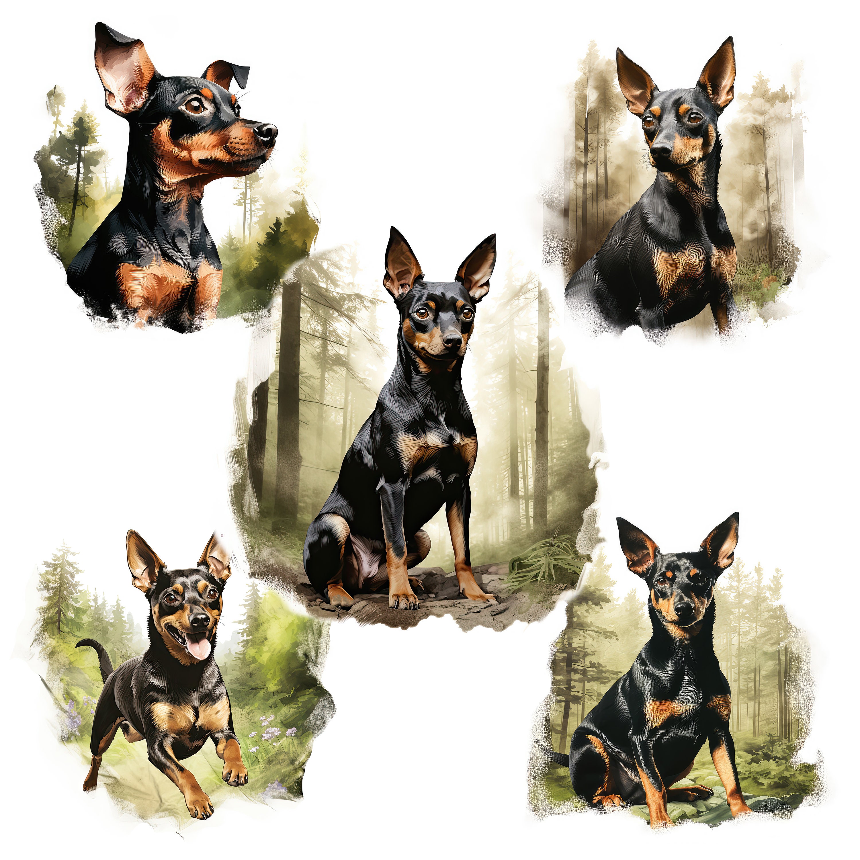 Miniature Pinscher Clipart Bundle, Dog Sublimation Design, Mini ...