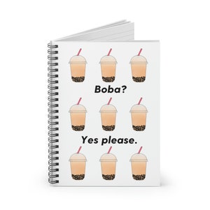 Boba Yes Please. Spiral Ruled Line Notebook Hand Drawn Design Bubble ...
