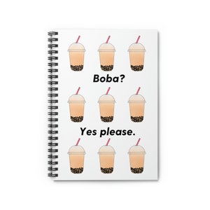 Boba Yes Please. Spiral Ruled Line Notebook Hand Drawn Design Bubble ...