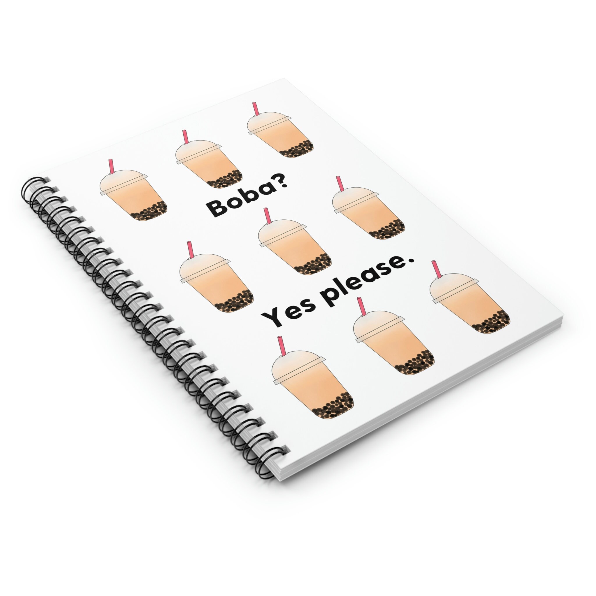 Boba Yes Please. Spiral Ruled Line Notebook Hand Drawn Design Bubble ...