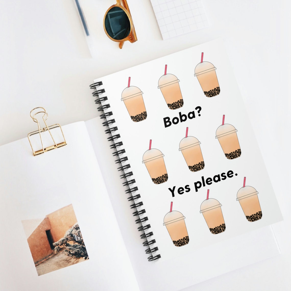 Boba Yes Please. Spiral Ruled Line Notebook Hand Drawn Design Bubble ...