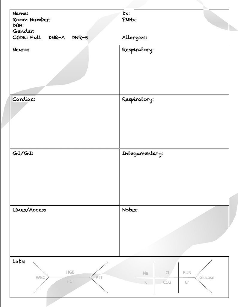Nurse Report Sheet - Etsy