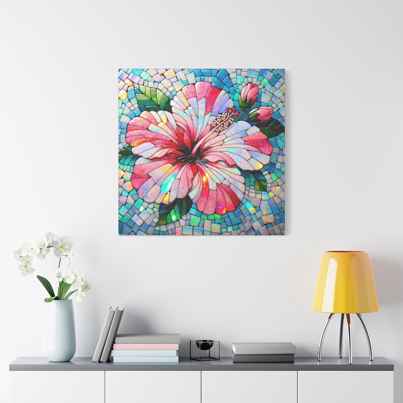 Matte Canvas, Stretched, 1.25 Elegant Hibiscus Mosaic Canvas Print ...