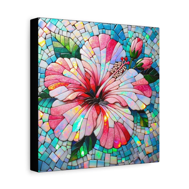 Matte Canvas, Stretched, 1.25 Elegant Hibiscus Mosaic Canvas Print ...